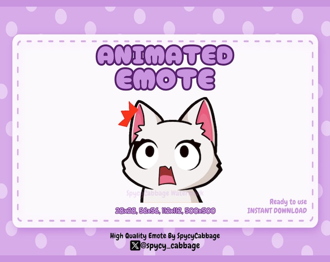Animated Emote Cute White Cat / Shaking Head Emote / Emote for Streamer ...