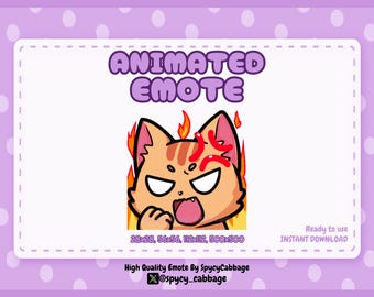 Angry Cat Animated Emote: Twitch, Discord, Youtube (digital Download ...