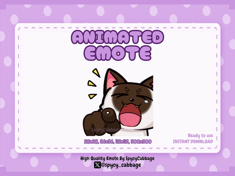 Animated Cat Emote | Cute Siamese Cat Laugh Emotes for Twitch, Youtube ...