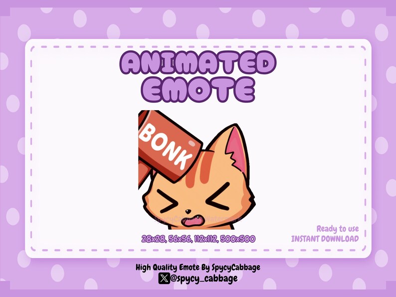 Animated Cat Emote | Cute Orange Cat Bonk Emotes for Twitch, Youtube ...