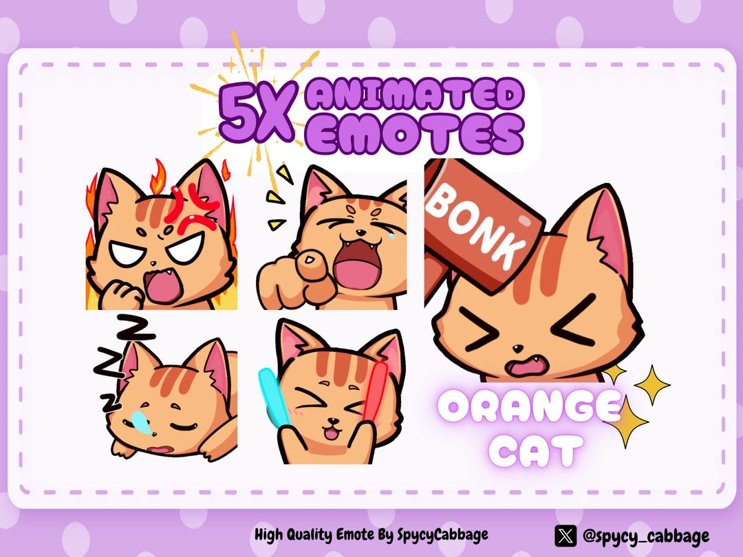 Animated Cat Emotes | Cute Orange Cat Emotes for Twitch, Youtube ...