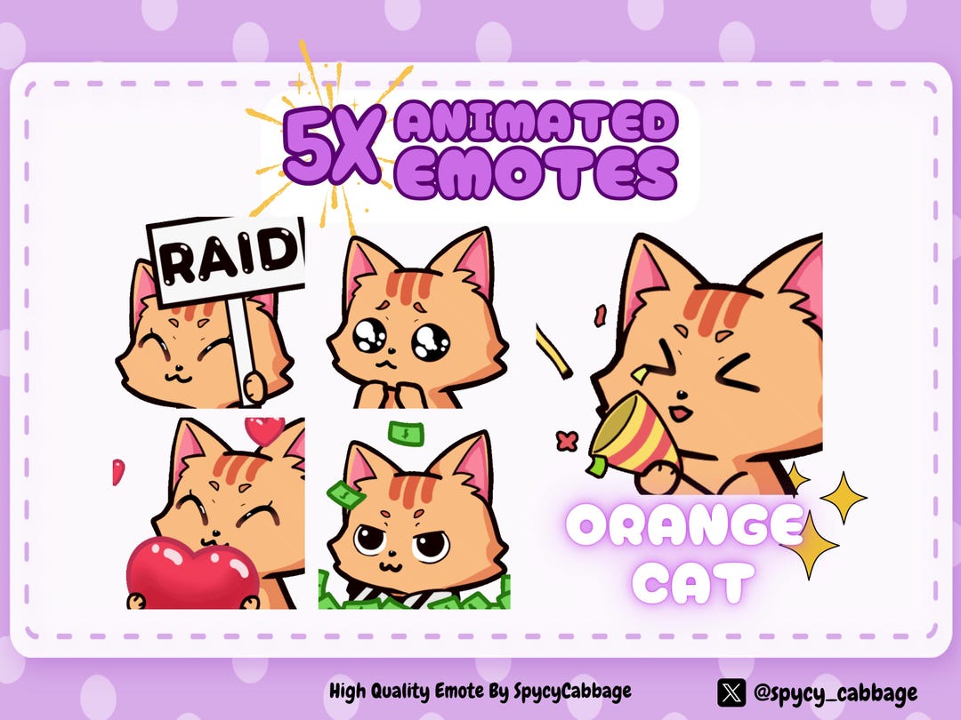 Animated Orange Cat Emotes: Twitch, Youtube, Discord, Confetti, Raid ...