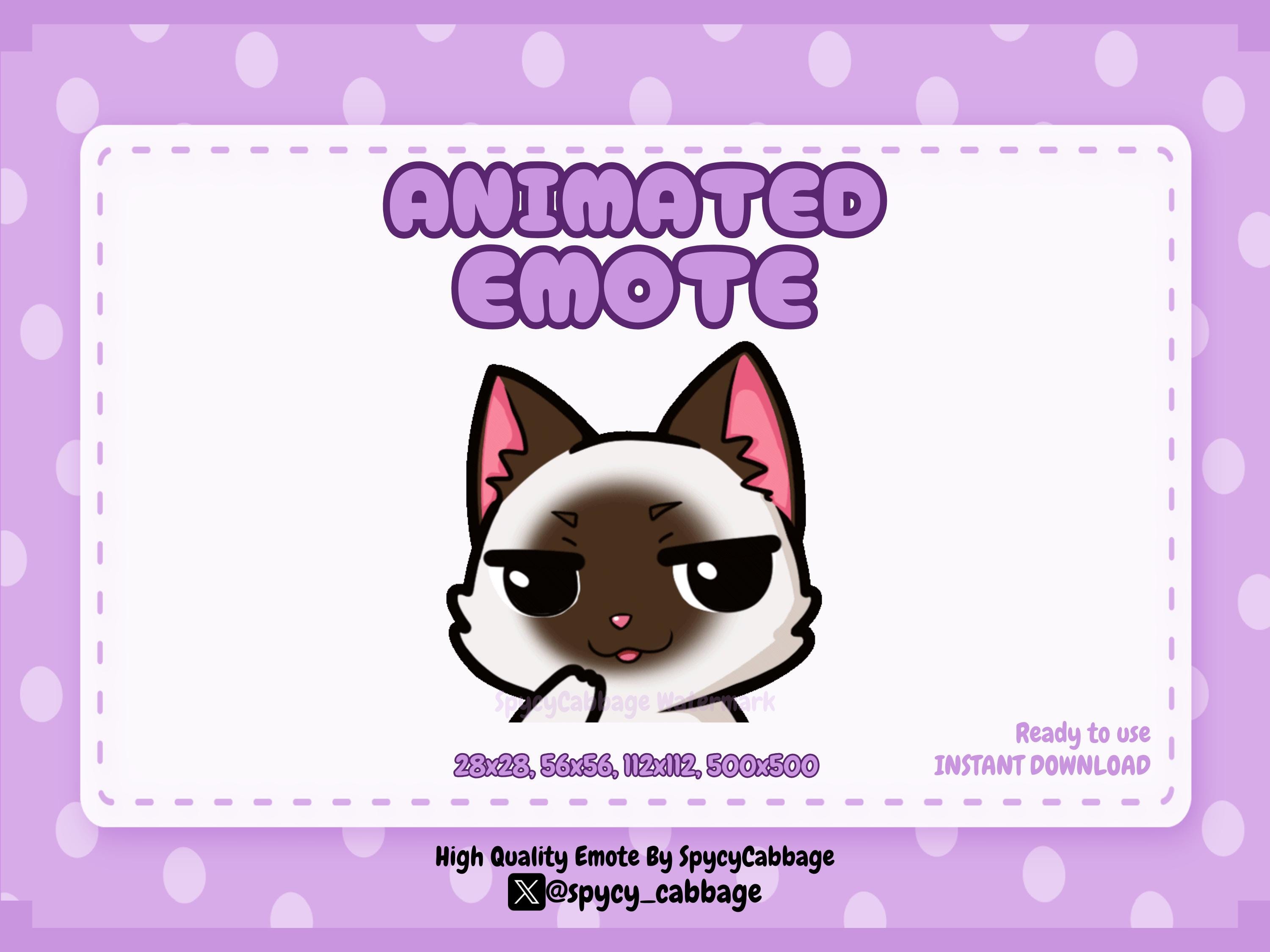 Animated Siamese Cat Smirk Emote: Twitch, Discord, Youtube (digital ...