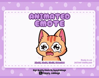 Exhausted Orange & White Cat Emote – Lying Down Sighing Emote for ...
