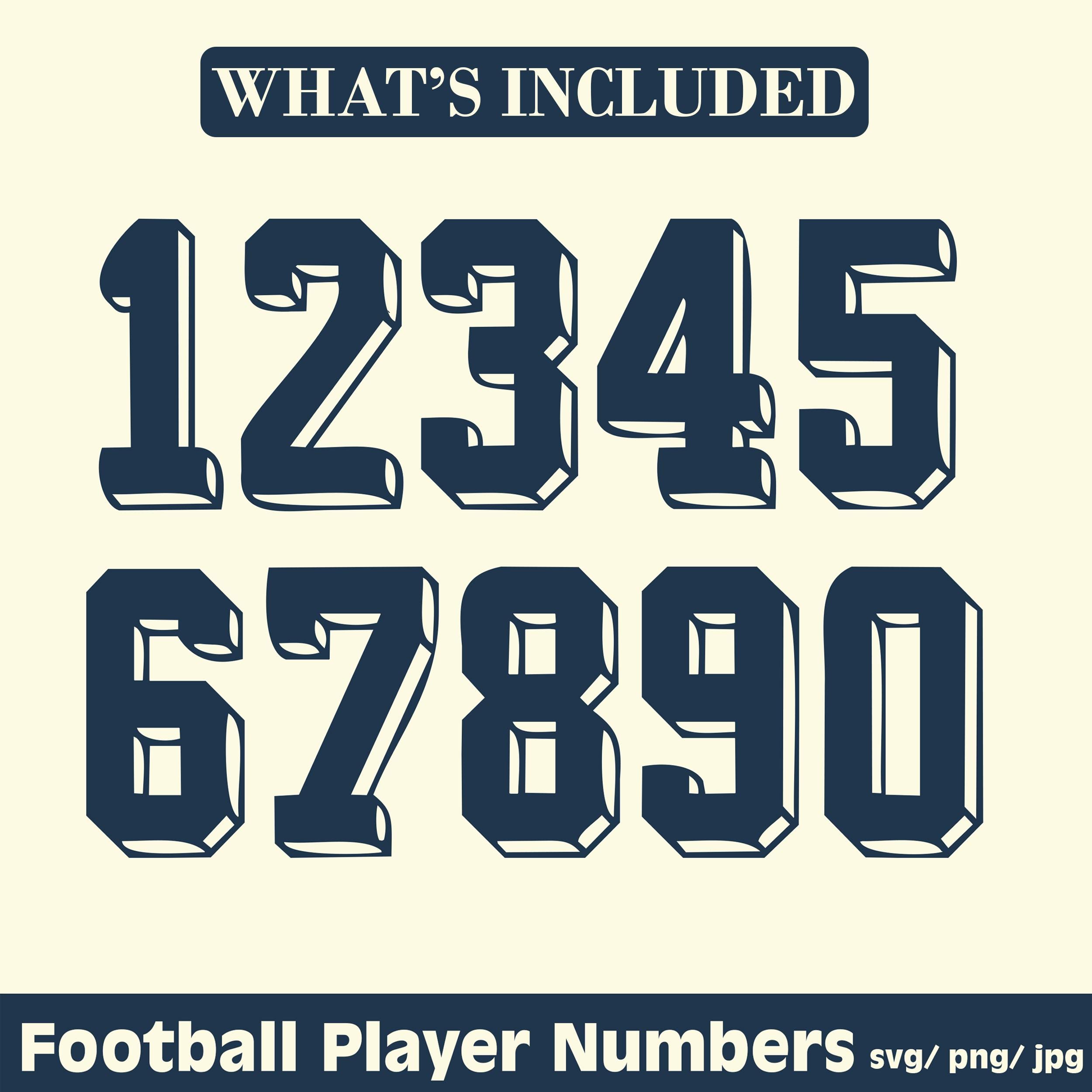 Football Player Numbers Svg Bundle, Football Svg, Football Number Font ...