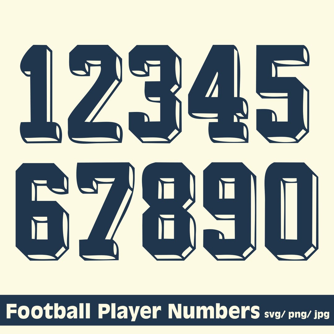 Football Player Numbers Svg Bundle, Football Svg, Football Number Font ...
