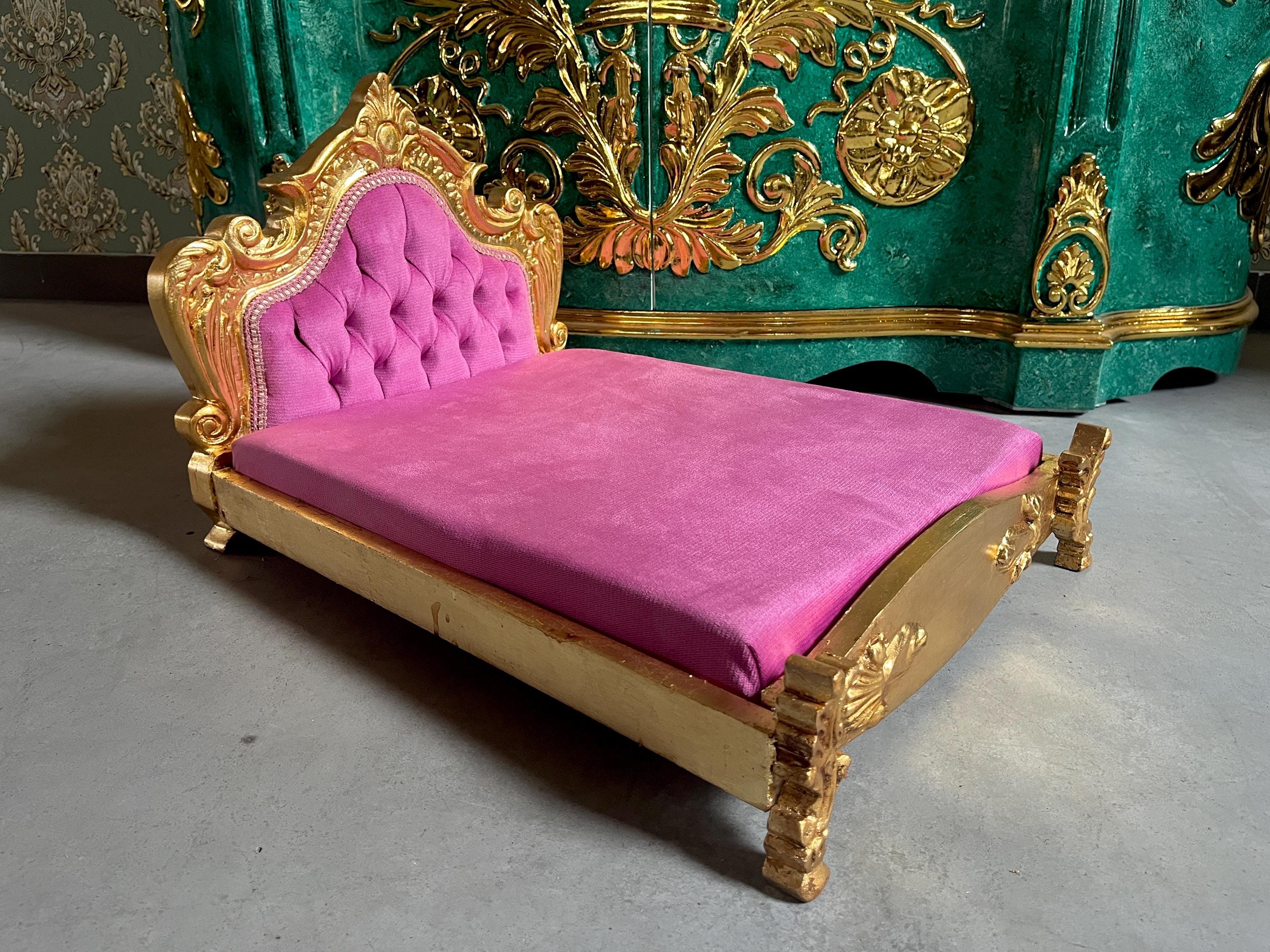 Baroque Rococo Pet Bed: Pink Velvet Small Dog Sofa With Gold Finish - Etsy