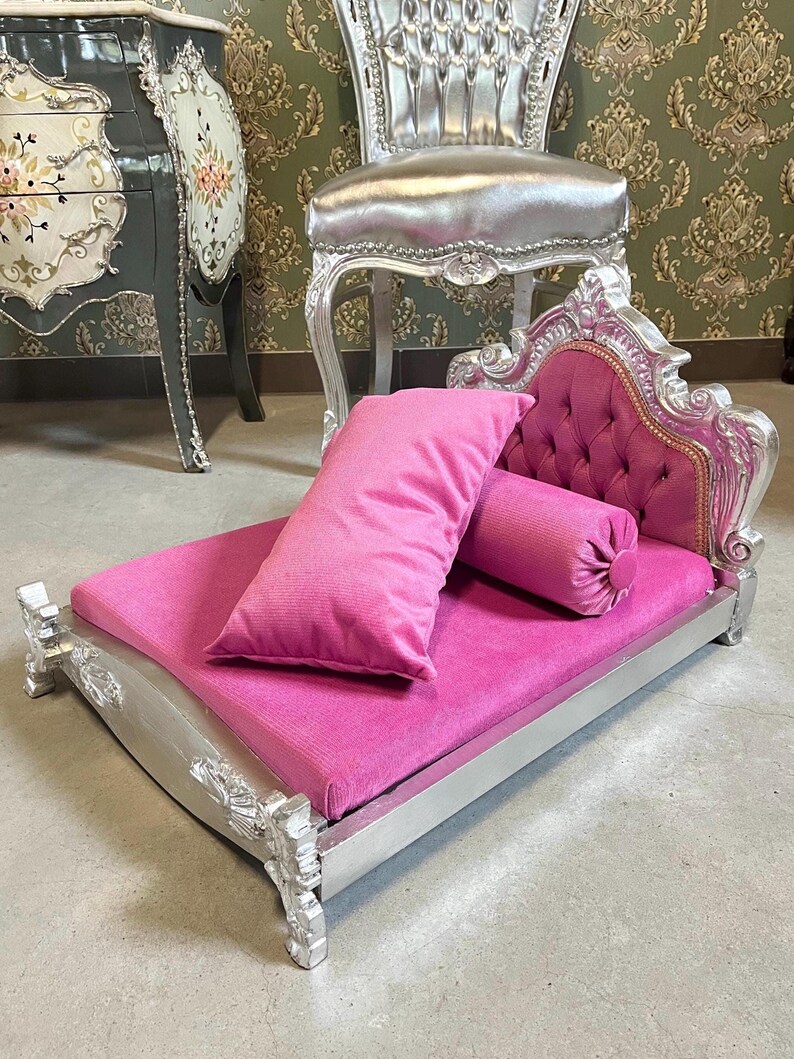 Baroque Rococo Pet Bed: Pink Velvet Small Dog Sofa With Gold Finish - Etsy