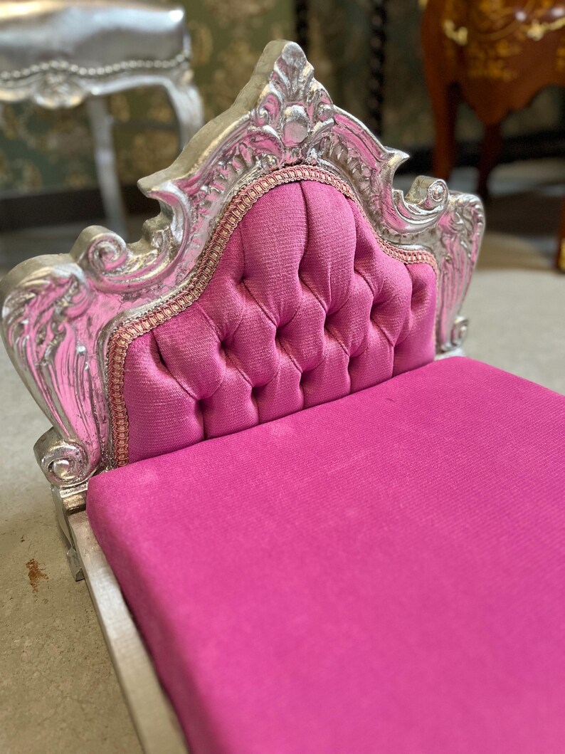 Baroque Rococo Pet Bed: Pink Velvet Small Dog Sofa With Gold Finish - Etsy