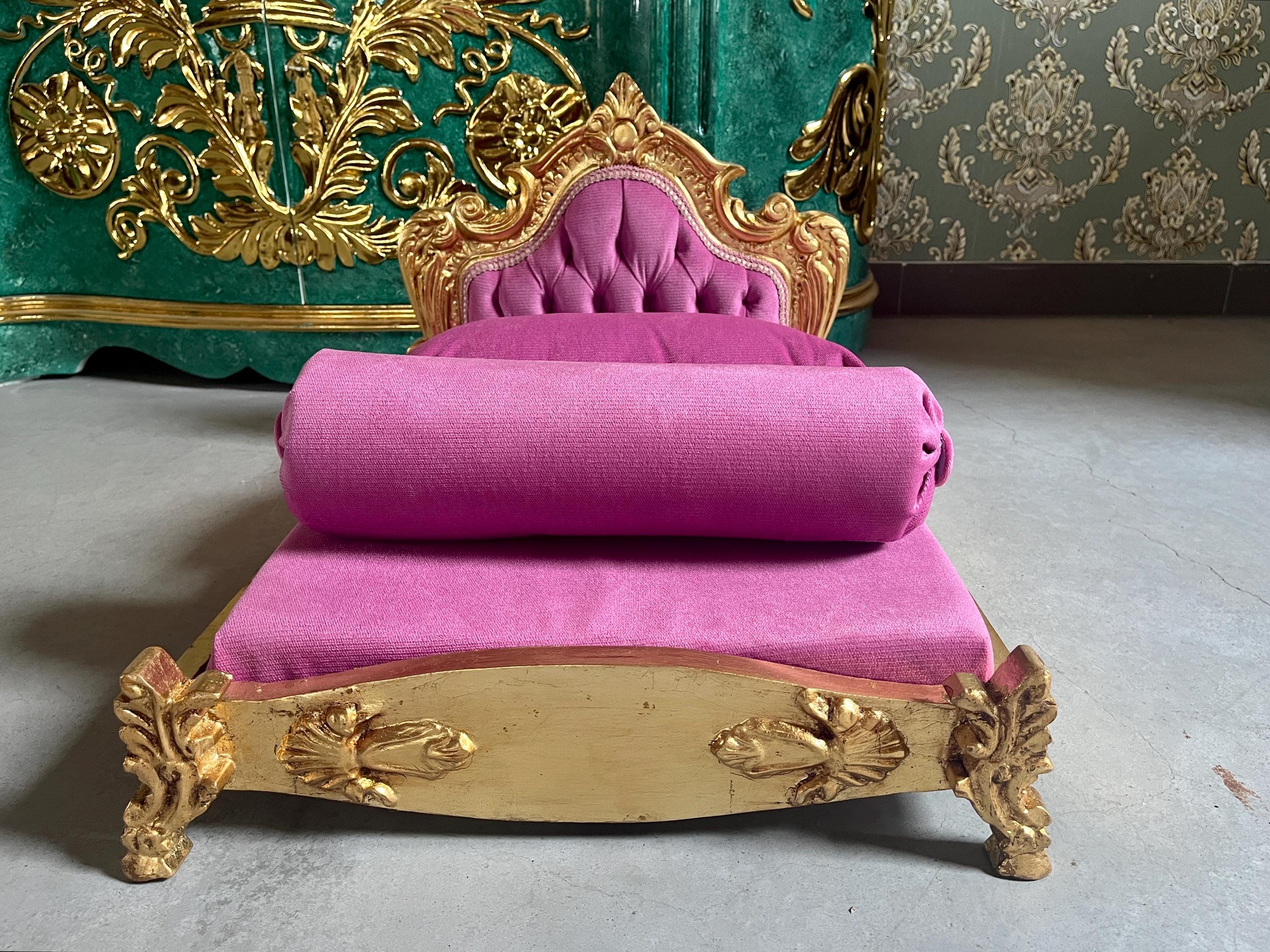 Baroque Rococo Pet Bed: Pink Velvet Small Dog Sofa With Gold Finish - Etsy