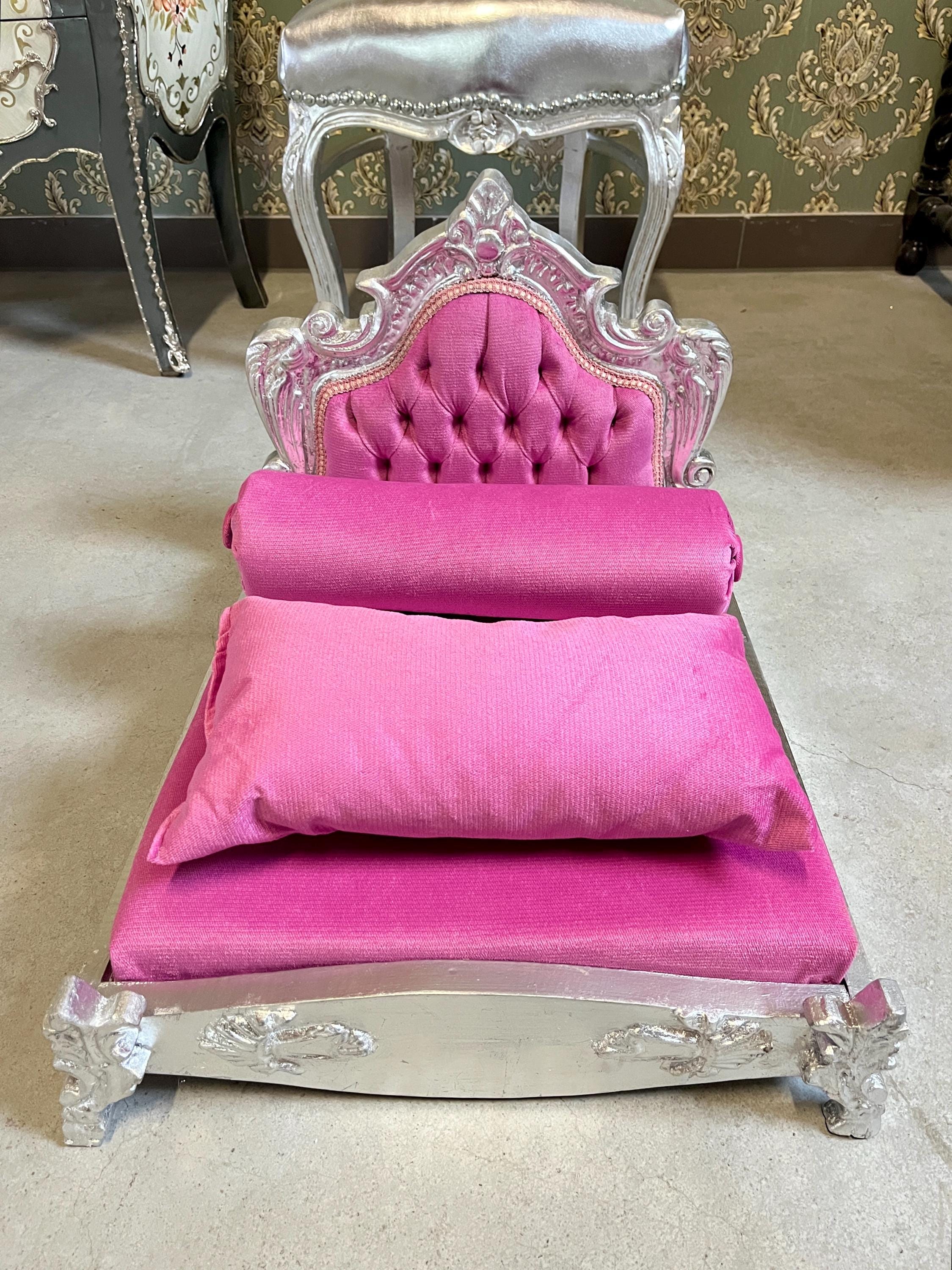 Baroque Rococo Pet Bed: Pink Velvet Small Dog Sofa With Gold Finish - Etsy