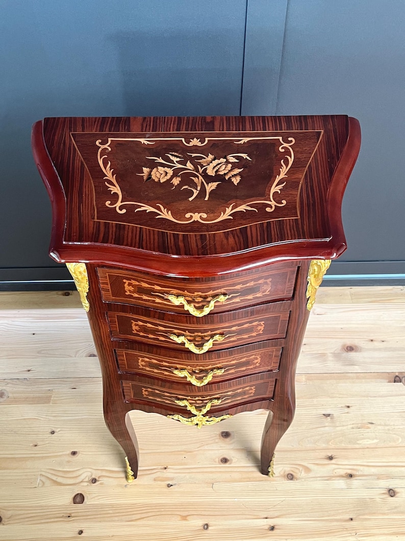 Hand-carved Bedside Table Retro Baroque Style Inlaid 4-drawer ...