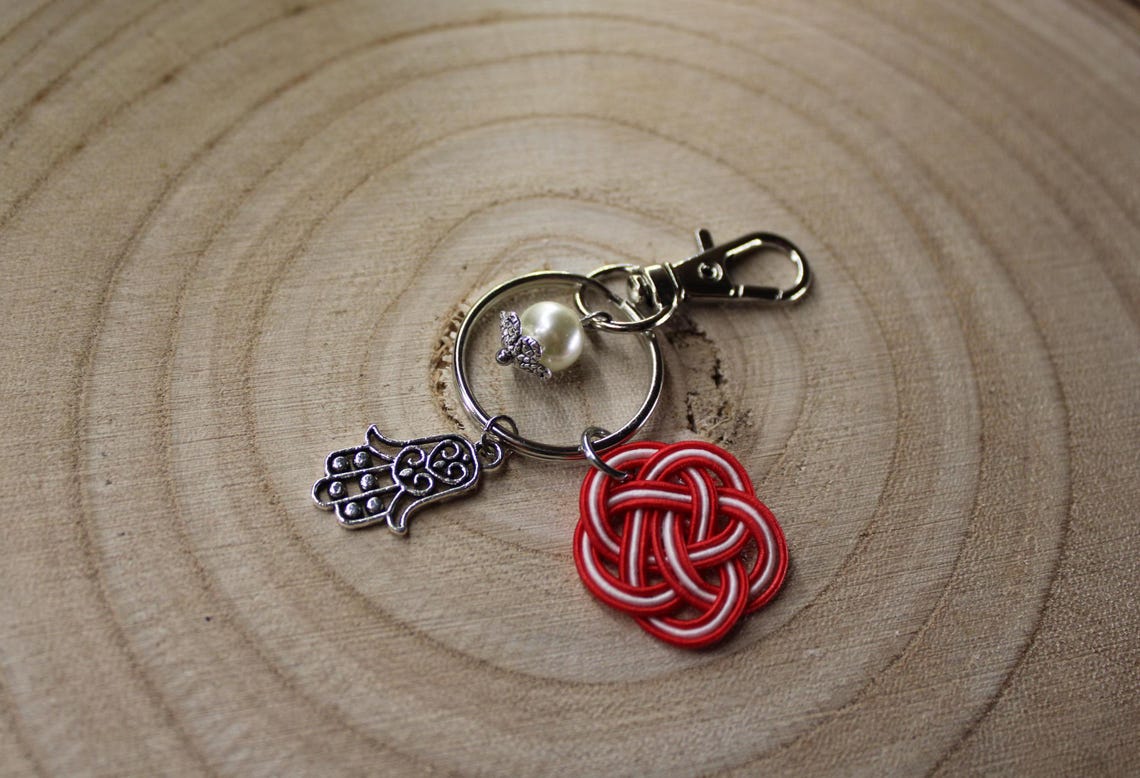 Mizuhiki Ume & Hamsa Keychain, Bag Charm, Various Colours - Etsy