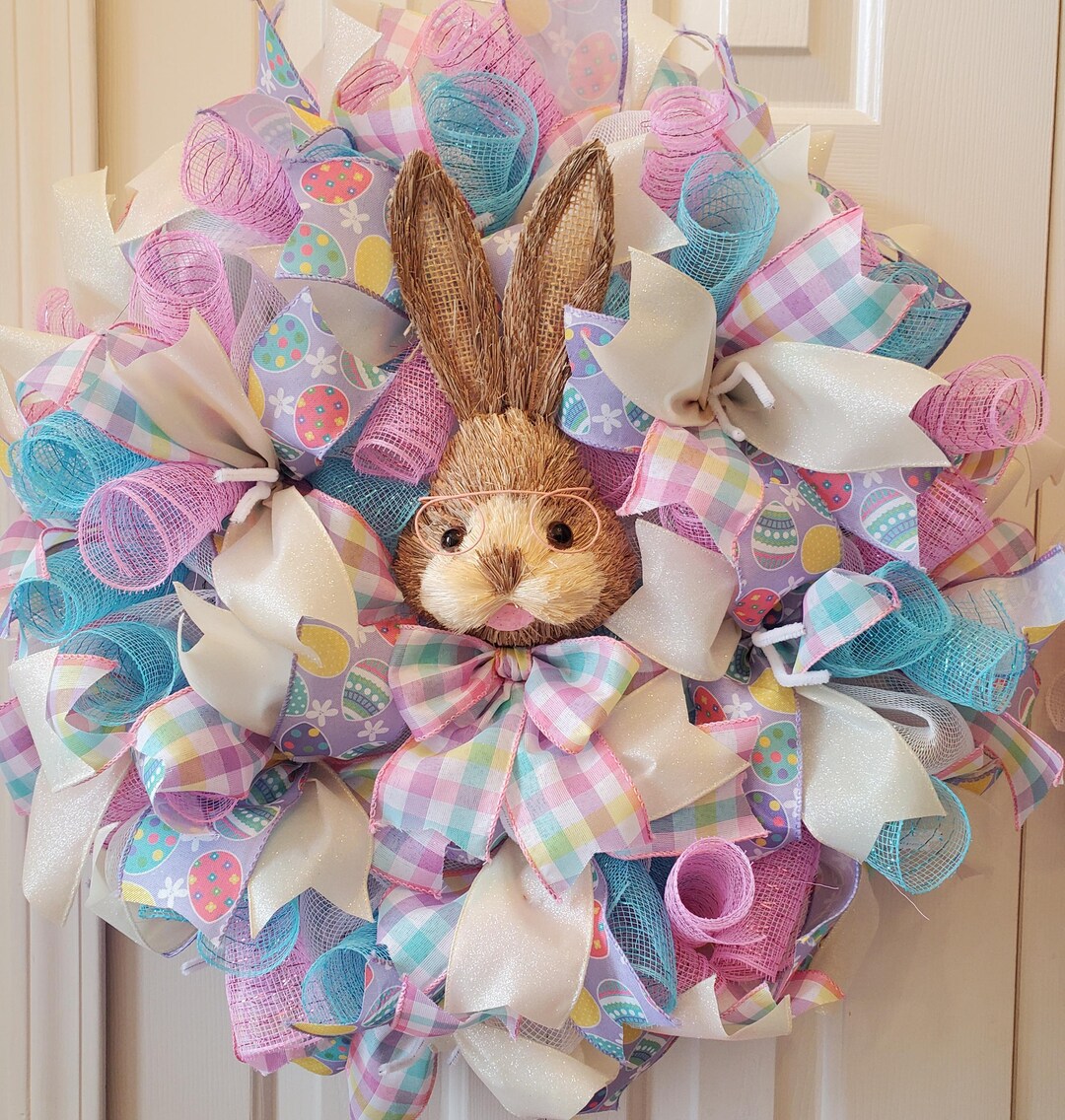 Easter Bunny Wreath, Easter Wreaths, Bunny Door Wreath, Easter Bunny ...