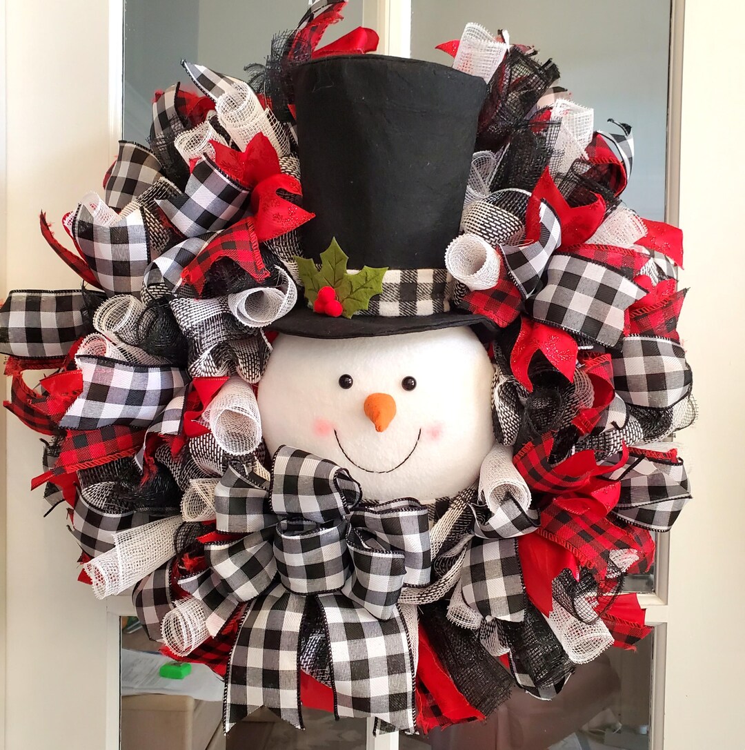 Snowman Wreath Christmas Holiday - Etsy