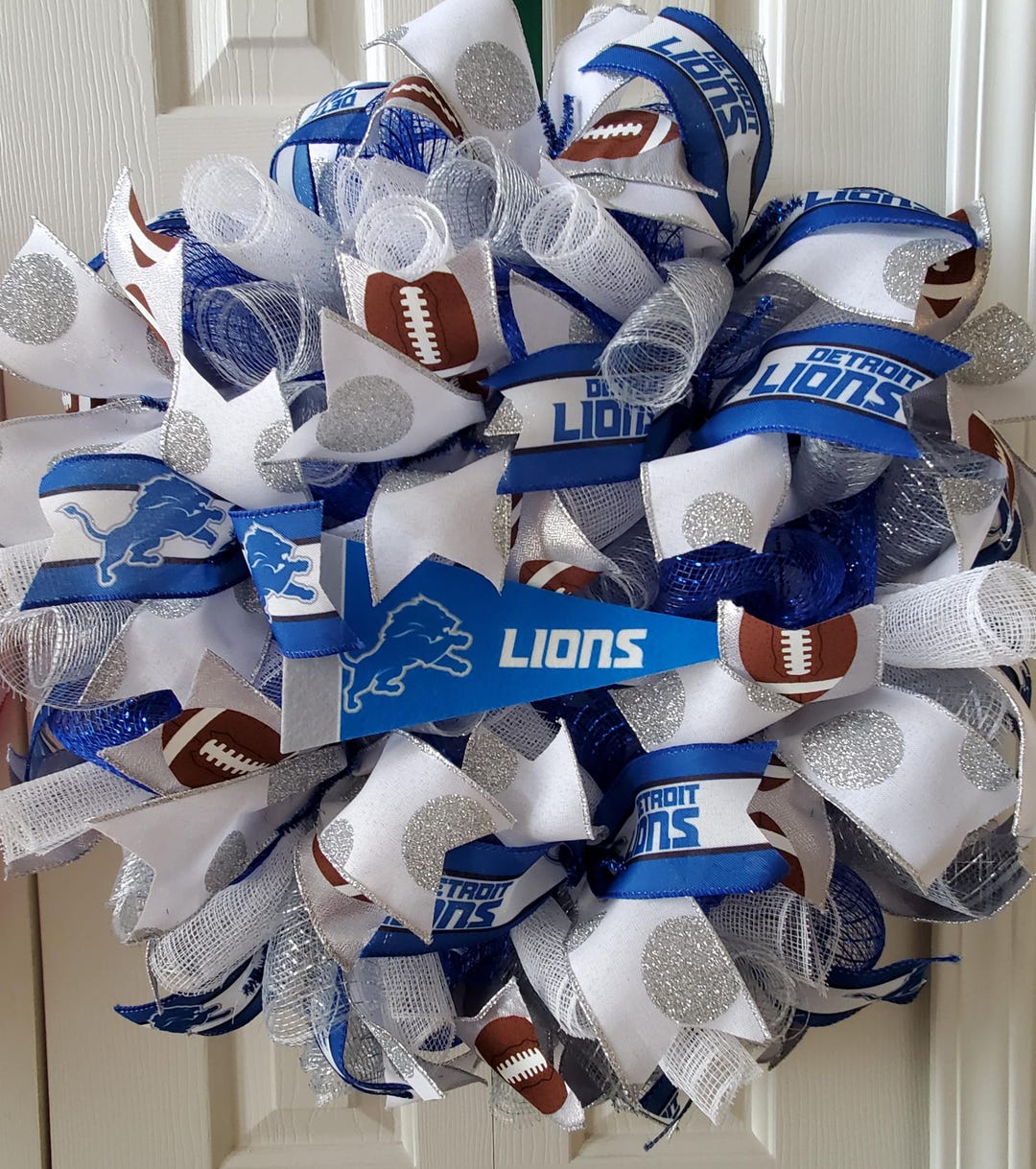 Detroit Lions Football Wreath - 4 Styles Available - Etsy