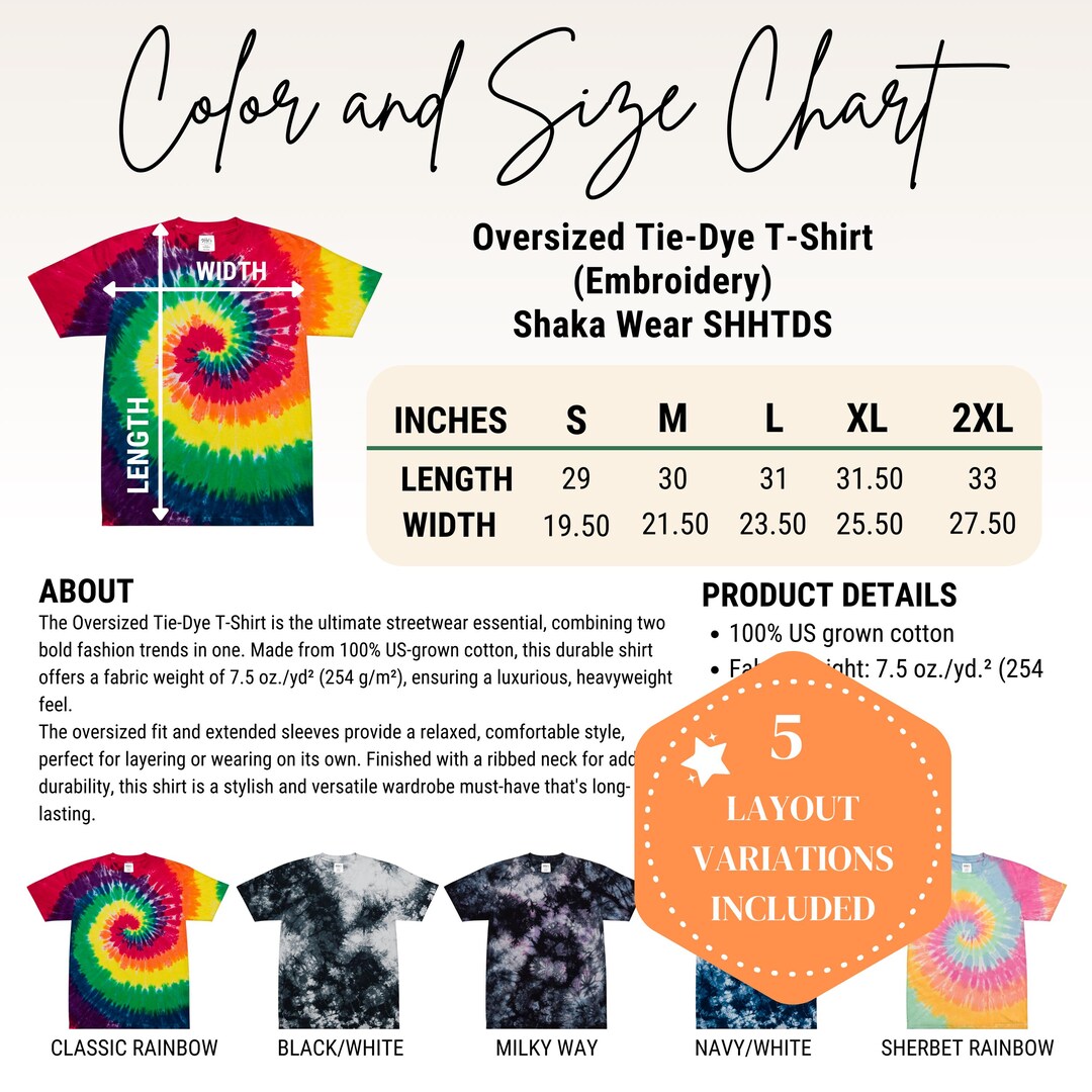 Editable Shaka Wear SHHTDS Color+size Chart,canva Chart Template ...