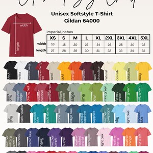 Gildan 64000 Color and Size Chart,unisex T-shirt Size Chart,64000 Color ...