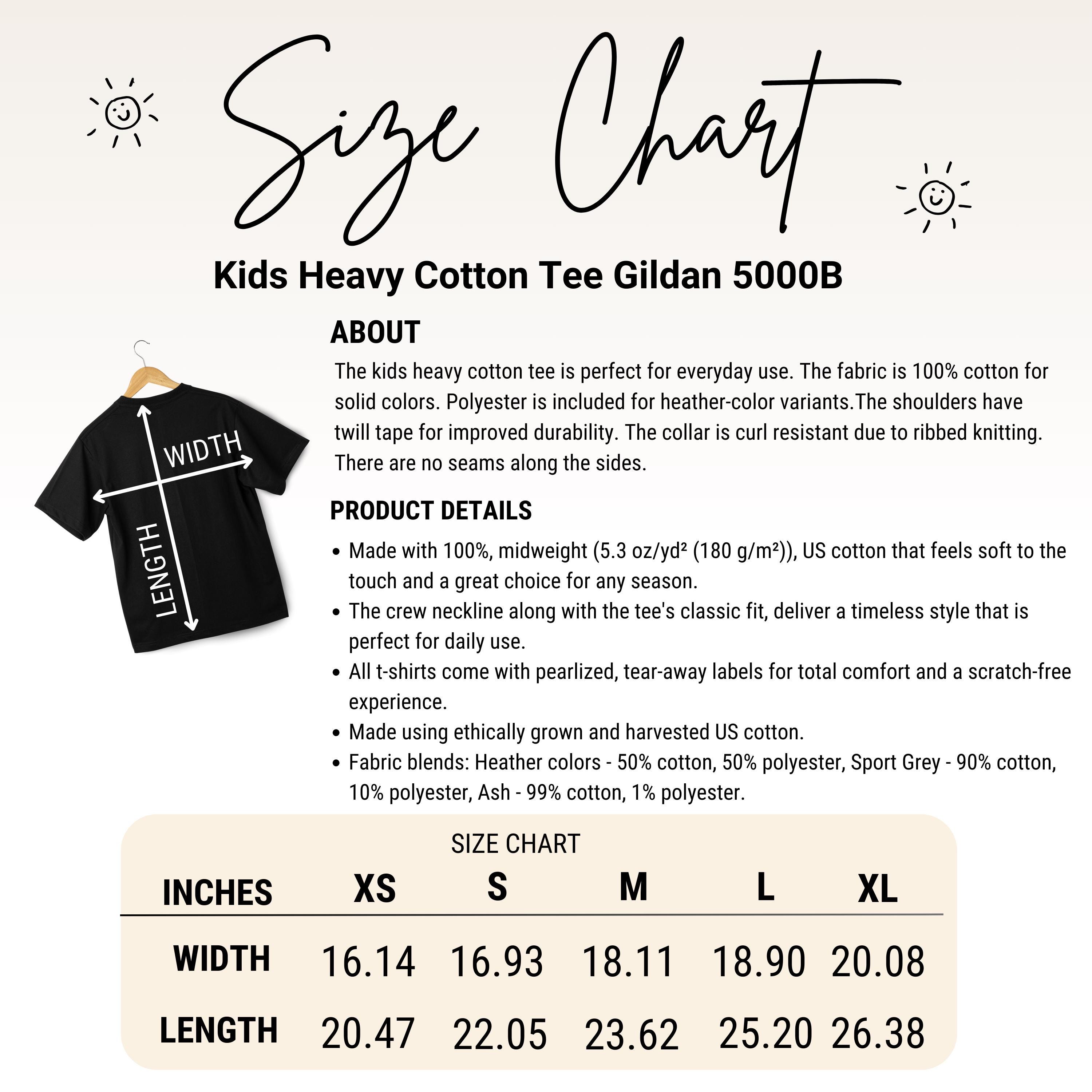 Editable Gildan 5000B Size and Color Chart, G500B Size Chart,editable ...