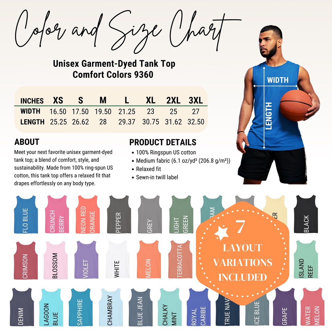 Editable Comfort Colors 9360 Color+size Chart,canva Chart Template ...