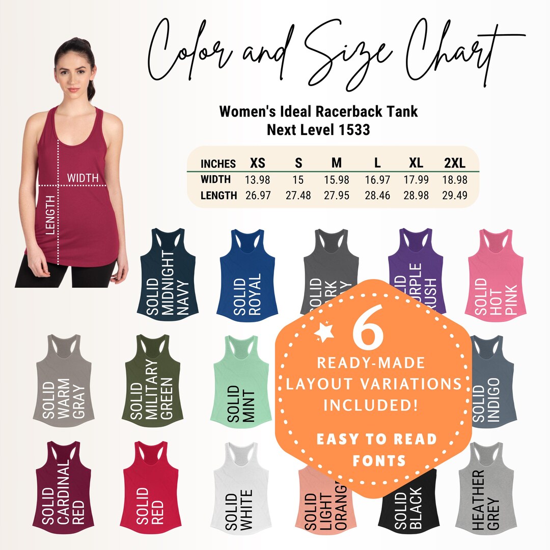Editable Next Level 1533 Color+size Chart,canva Chart Template,ready ...