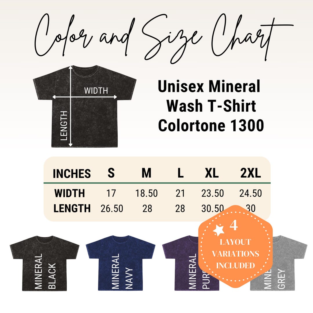 Editable Colortone 1300 Color+size Chart,canva Chart Template,unisex ...