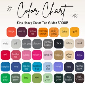Editable Gildan 5000B Size and Color Chart, G500B Size Chart,editable ...