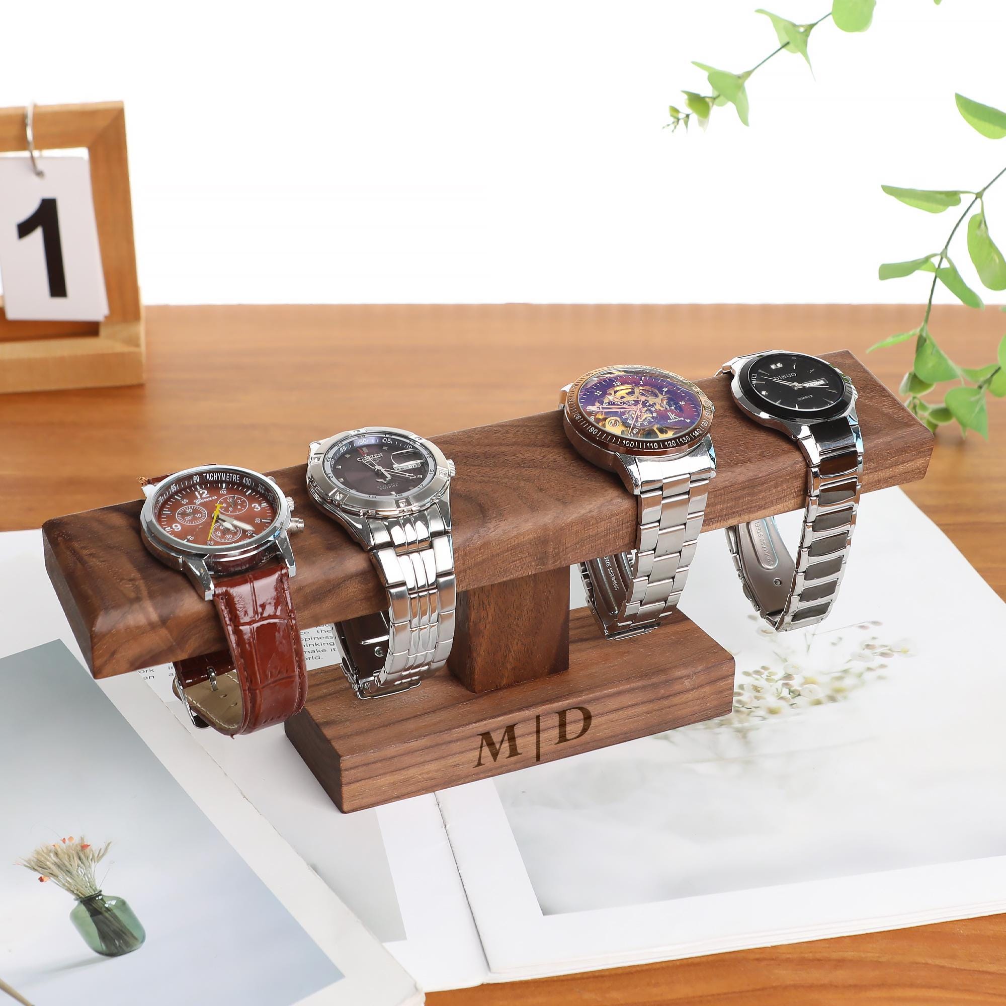 Personalized Engraved Wooden Watch Stand,handmade Watch Holder Stand ...