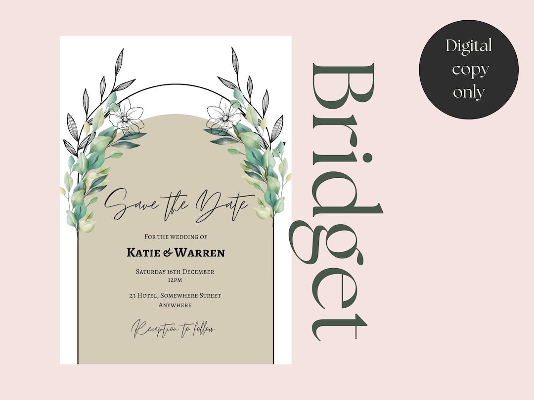 BRIDGET Save the Date Digital Download, Invite, Invitation, Print From ...