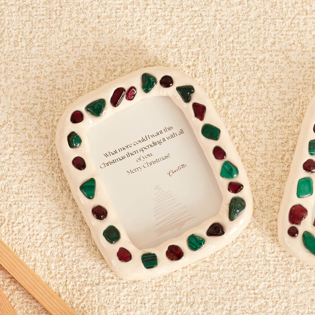 Personalized Christmas Photo Frame: Garnet & Malachite Crystals - Etsy