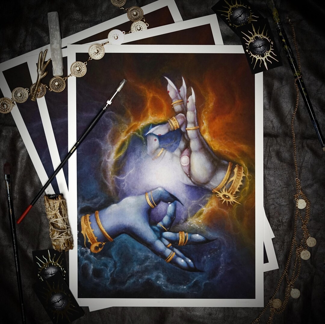 Mystical Print, Mudras | Divine Illumination | Format 33 × 48.3 Cm ...