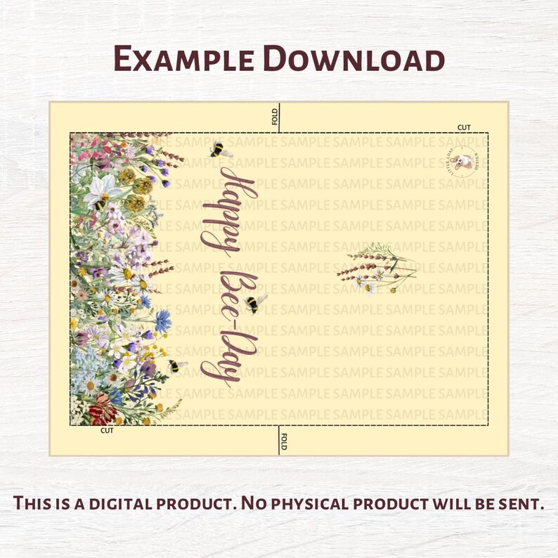 Happy Bee-day Printable Birthday Card, Digital Download Template, 5x7 ...