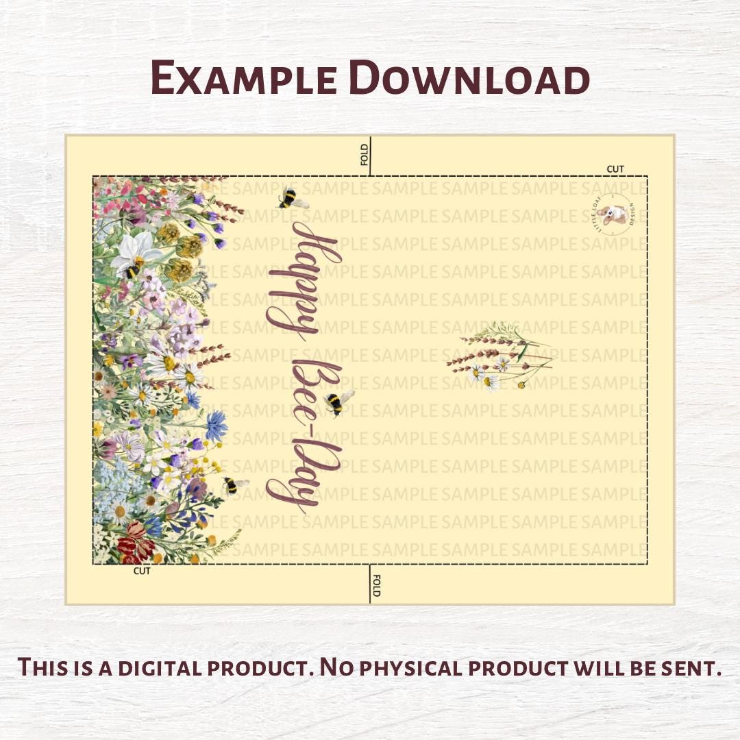 Happy Bee-day Printable Birthday Card, Digital Download Template, 5x7 ...