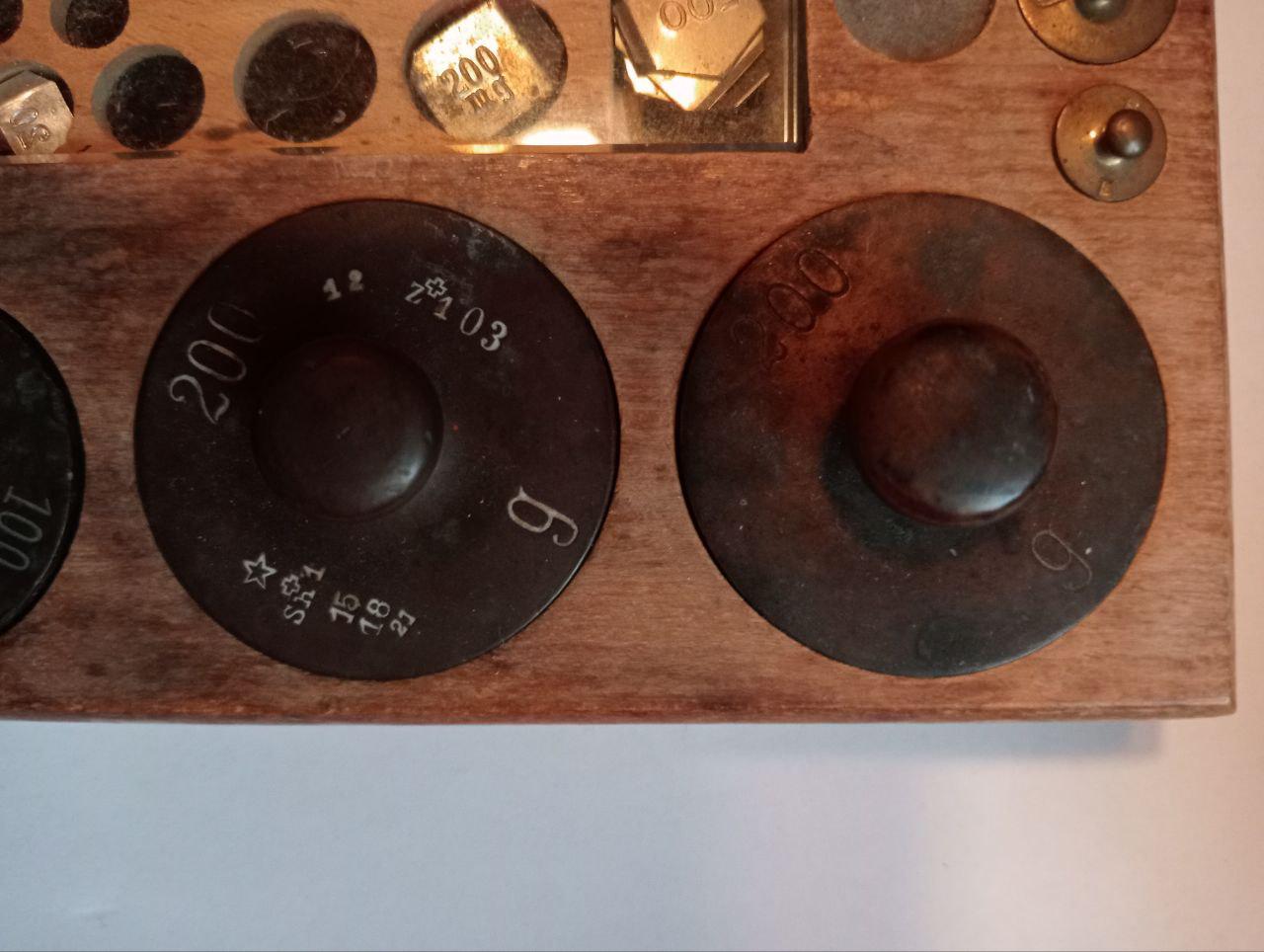 Old Set of Weights in Wooden Support / Scale / Authentic, Vintage ...