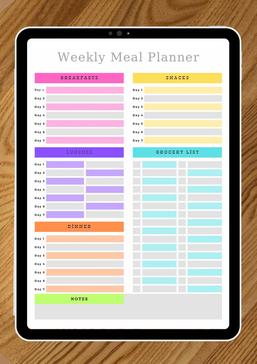 Weekly Meal Planner ,digital Planner,meal Planner,printable Digital ...