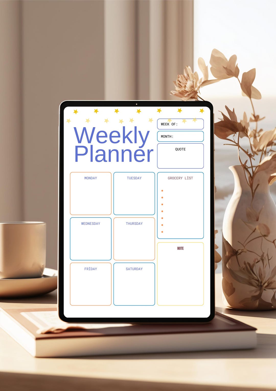 Weekly Planner Printable, Digital Weekly Schedule , Undated Planner ...