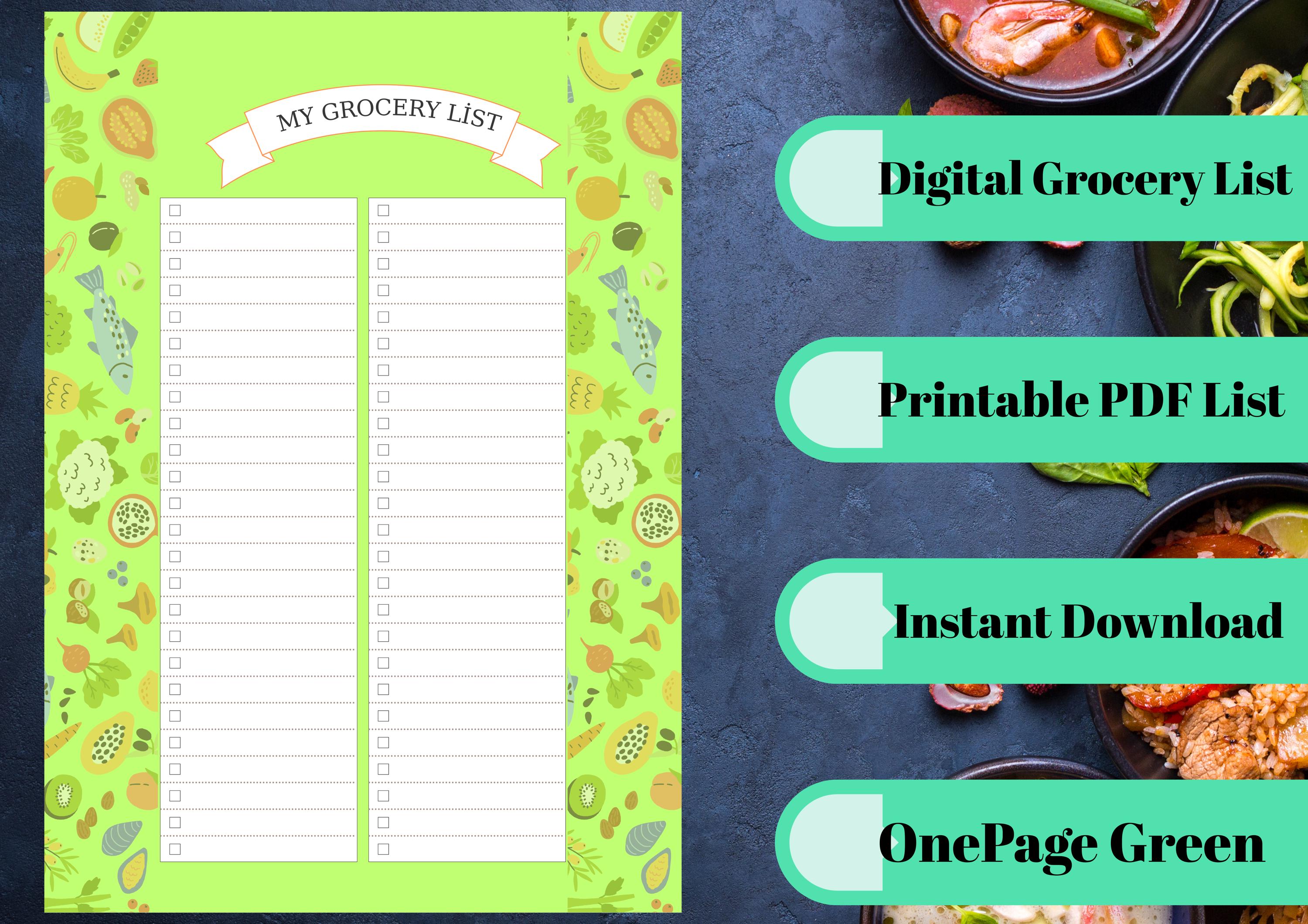 Colorful Grocery List Template ,digital Printable Shopping Checklist,my ...