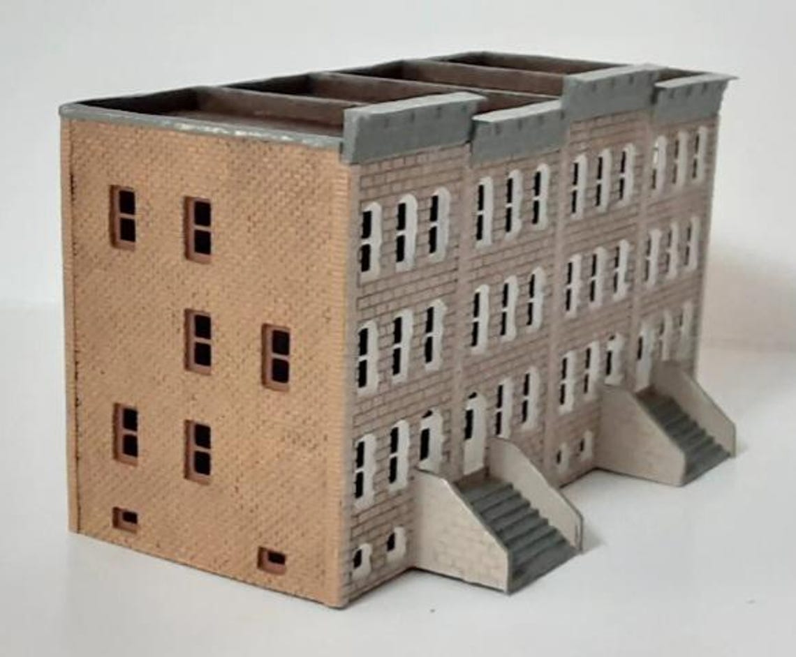 Townhouse Block Kit - 4 Townhouses in One - Z Scale Model Train - New ...