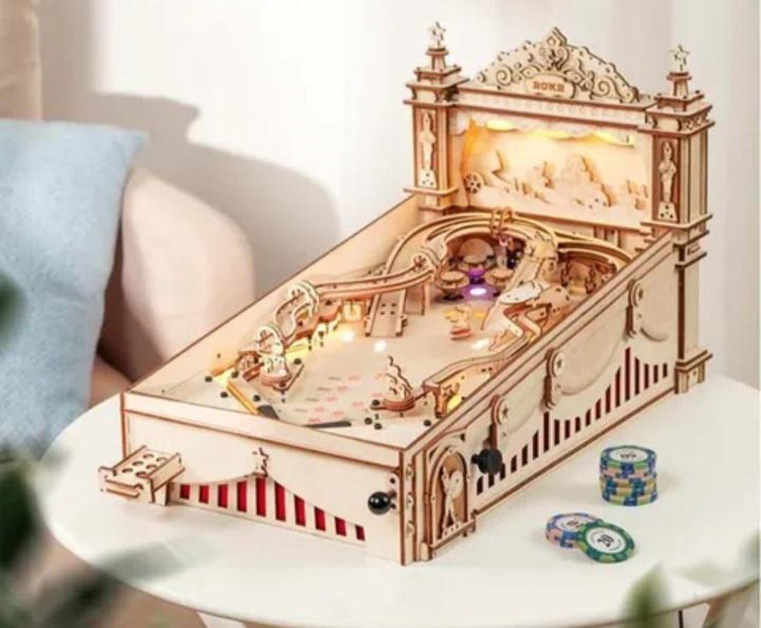 Tabletop 3D Pinball - Laser Cut & Etched Wooden Puzzle - Assemble Then ...