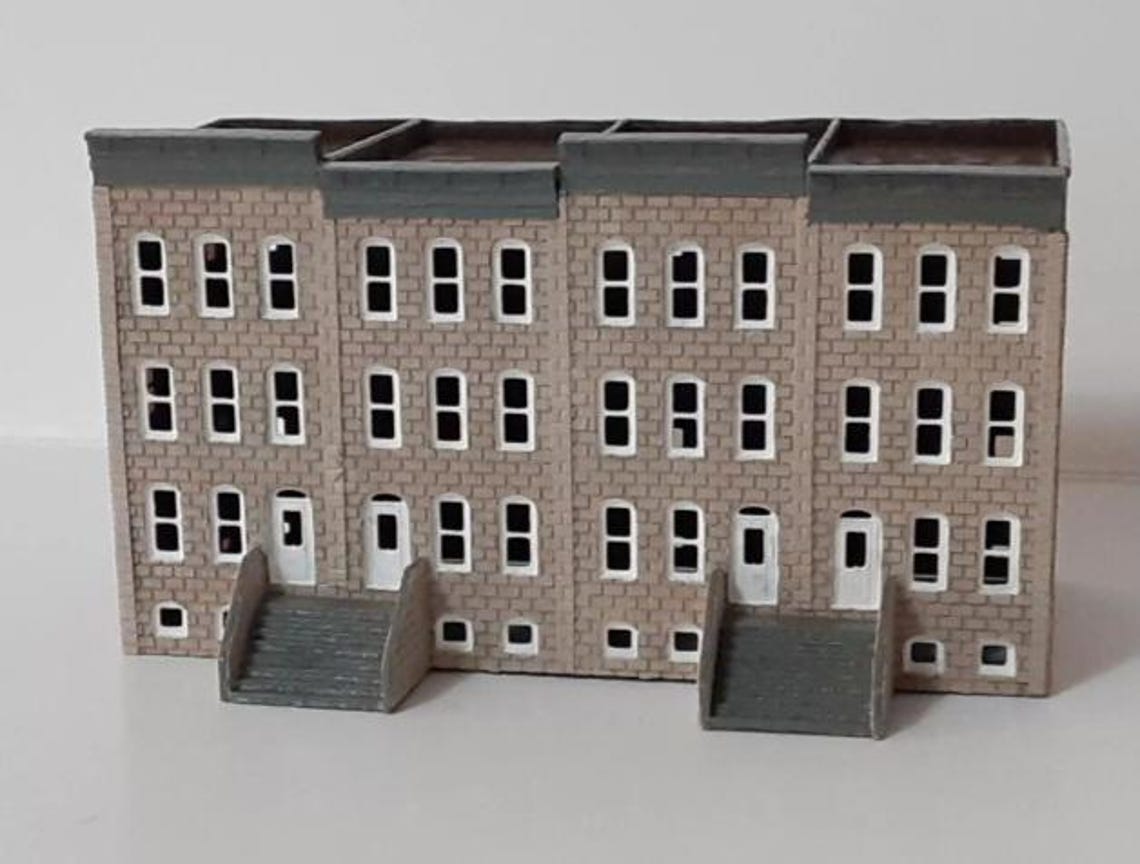Townhouse Block Kit - 4 Townhouses in One - Z Scale Model Train - New ...