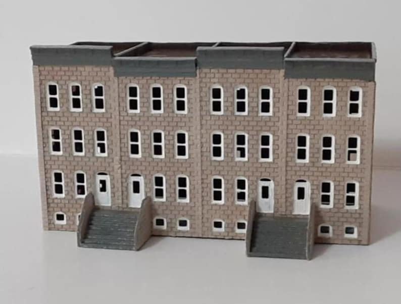 Townhouse Block Kit - 4 Townhouses in One - Z Scale Model Train - New ...