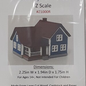 Two Story House Kit - Left Entry Design - Z Scale Model Train - New ...