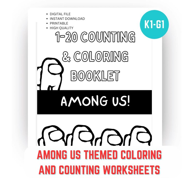 Among Us-themed Coloring & Counting Booklet for Kids Fun Learning ...