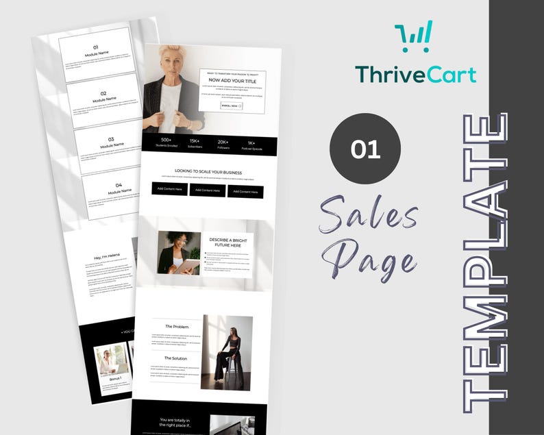 Elegant Enhanced Thrivecart 4-page Sales Funnel Template - Etsy