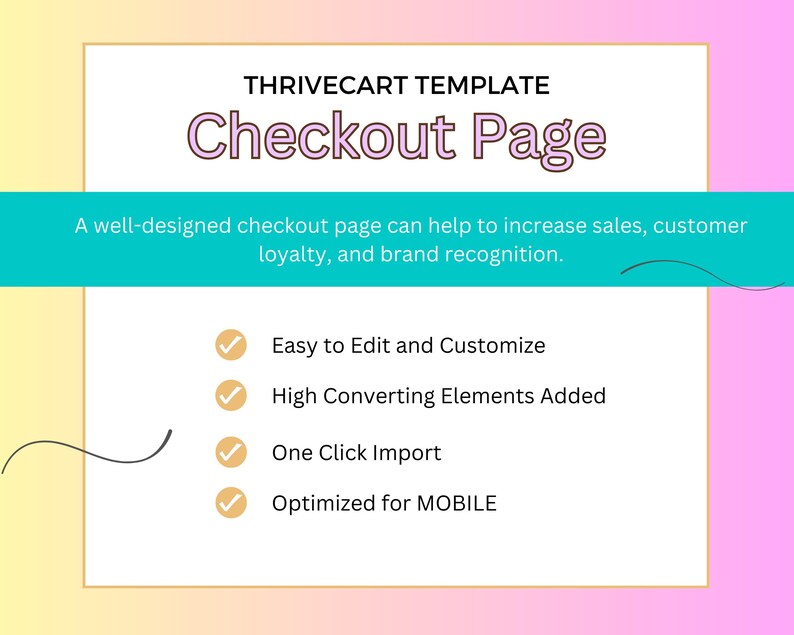Colorful Thrivecart Checkout Template - Etsy