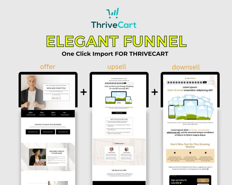 Elegant Enhanced Thrivecart 4-page Sales Funnel Template - Etsy