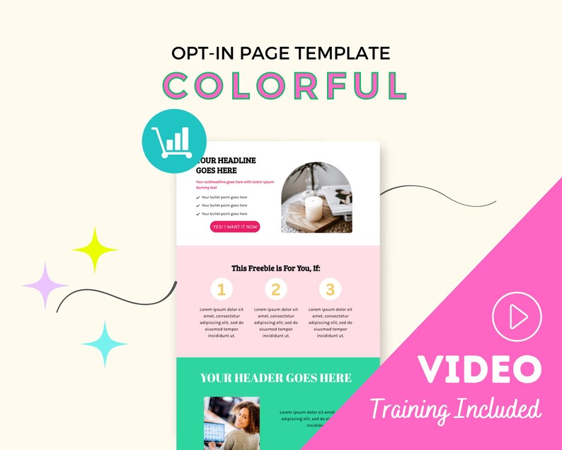 Colorful Thrivecart Opt-in Page Template - Etsy