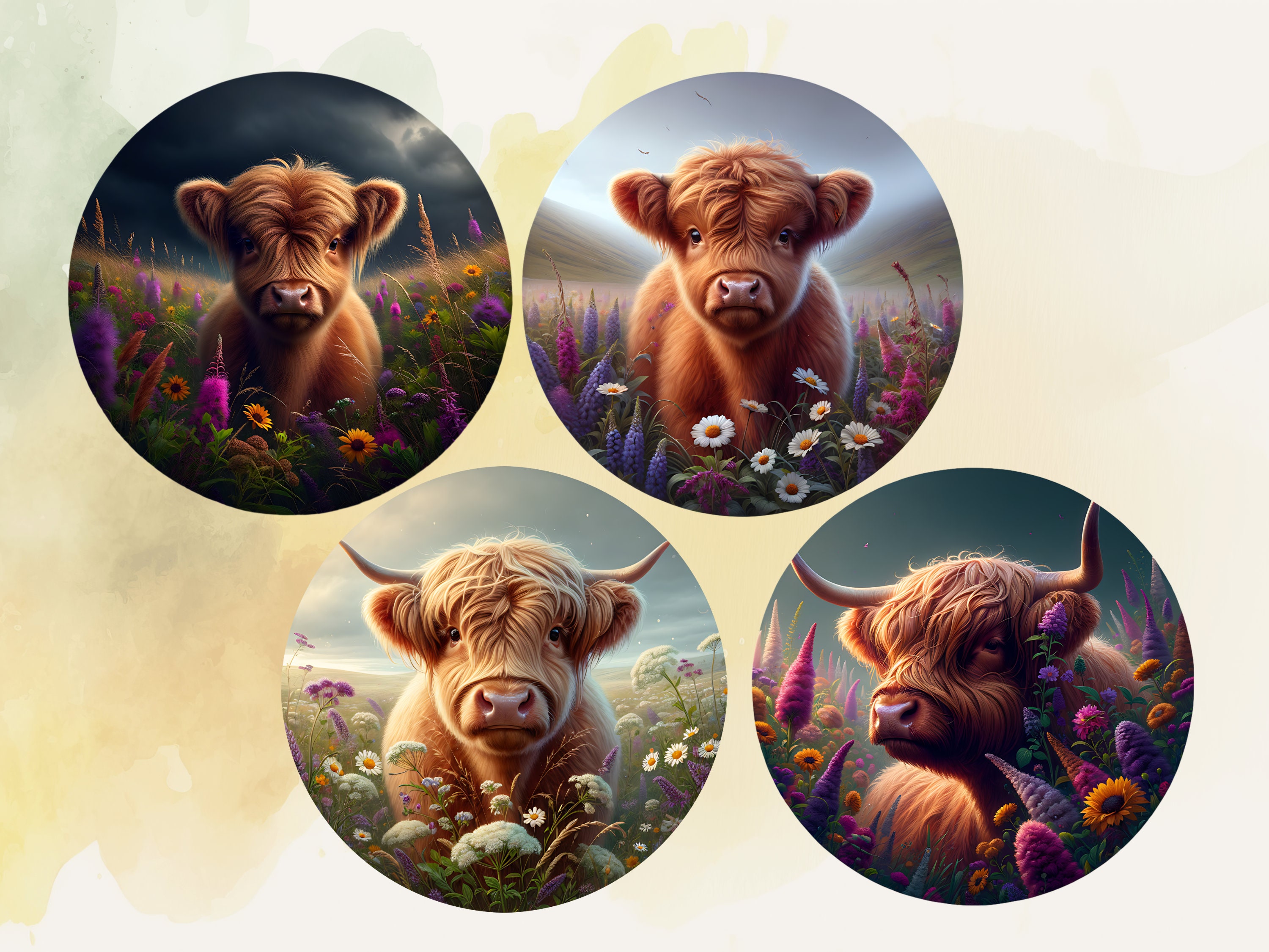 Highland Cow PNG Car Coster| Cute Cow Png |car Coaster Graphics ...