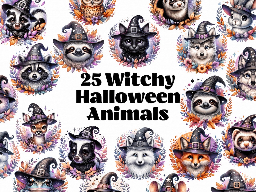 Cute Halloween Animals Clipart | Animal Png Bundle | Png Halloween ...