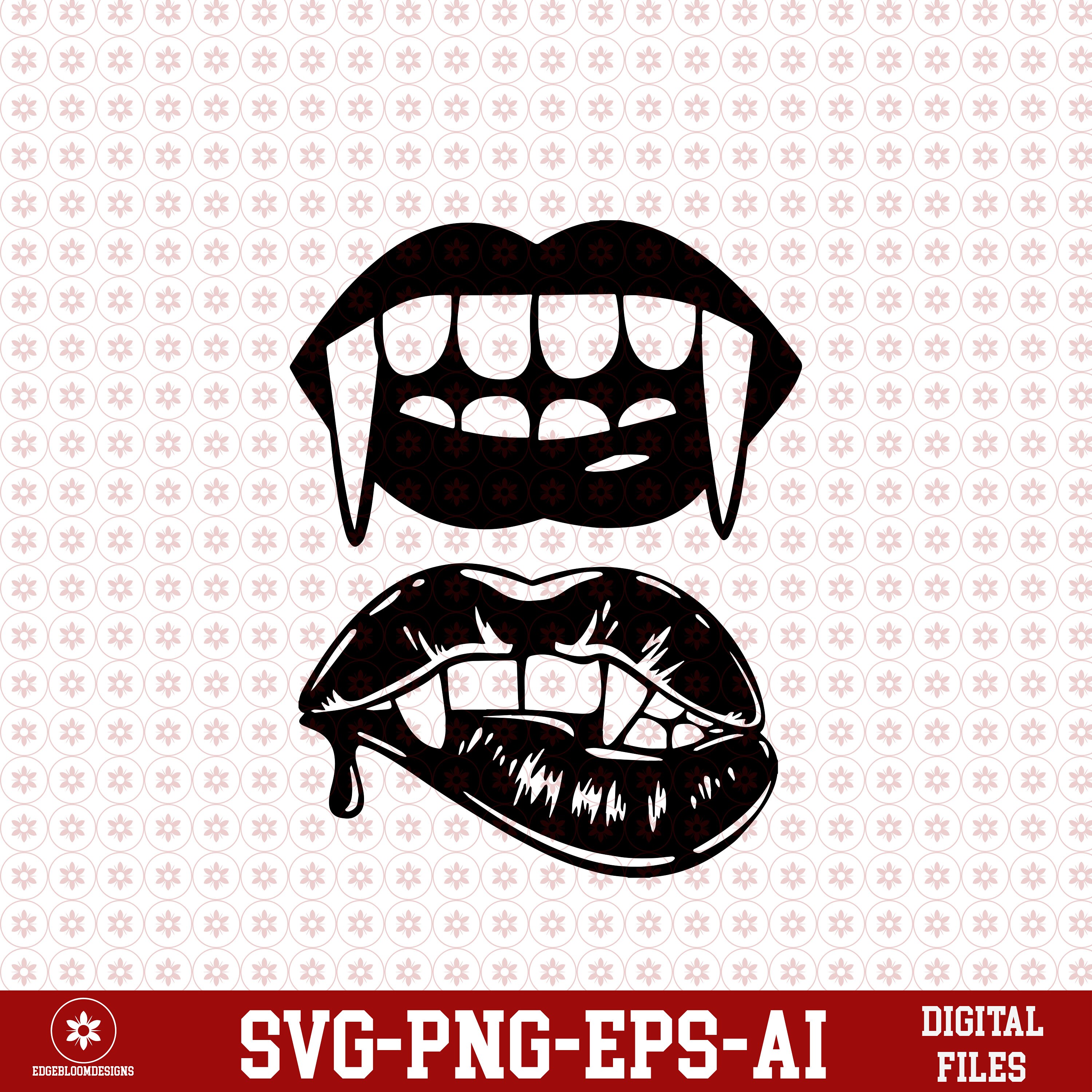 Halloween Lips Vampire Cut Files for Cricut, Clipart, Svg Eps Ai Png, for Tshirt Mugs and More ...